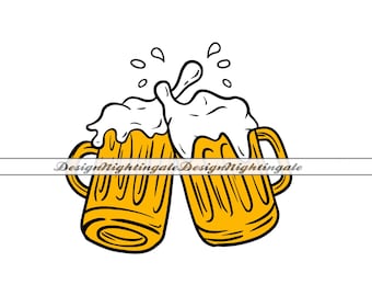 Beer Mugs Toasting SVG, Beers Cheers SVG, Beer SVG, Clinking Beer Svg ...