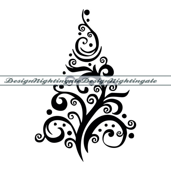 Swirly Christmas Tree Svg - Etsy
