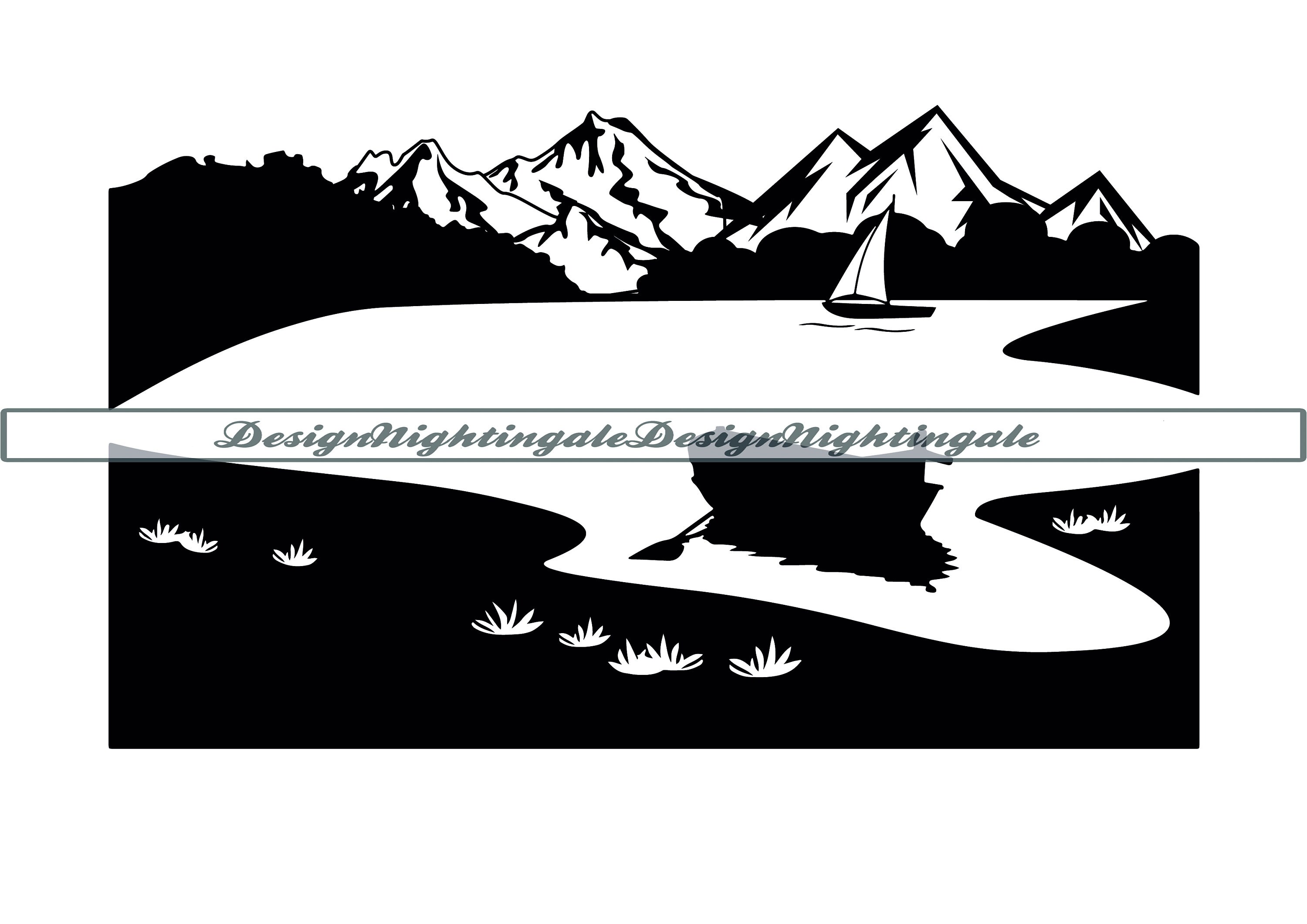 Lake Scene SVG, Forest and Mountains SVG, Lake SVG, Lake Clipart, Lake ...