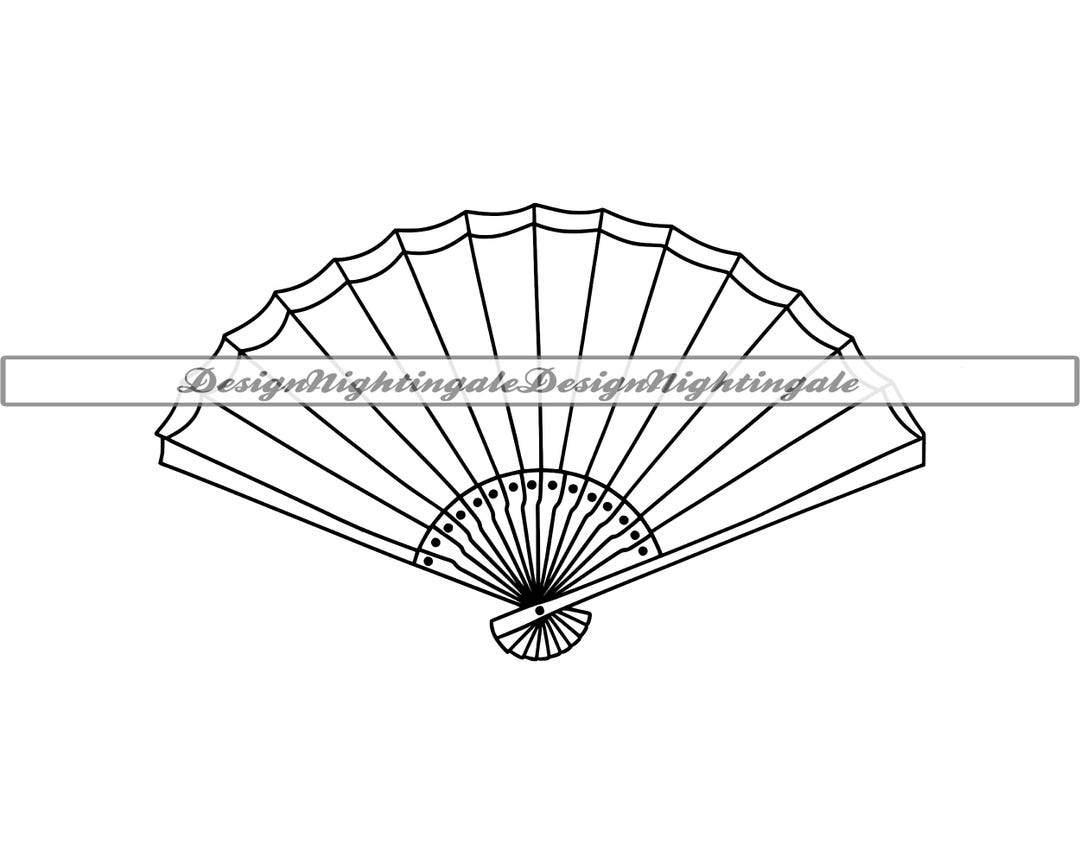 Folding Hand Fan Outline SVG, Hand Fan SVG, Hand Fan Clipart, Files for ...