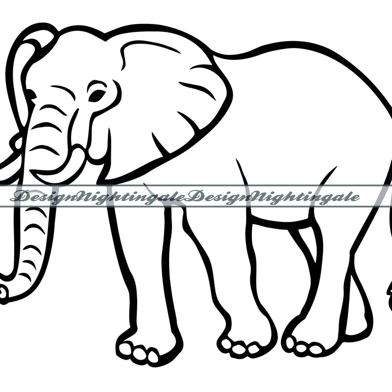 Elephant Clipart Outline - Etsy