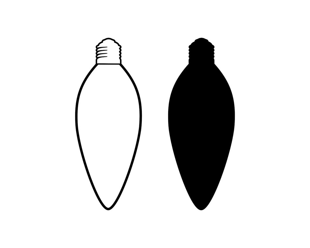 Christmas Light Bulb Outline SVG, Christmas Light Bulb Silhouette SVG ...