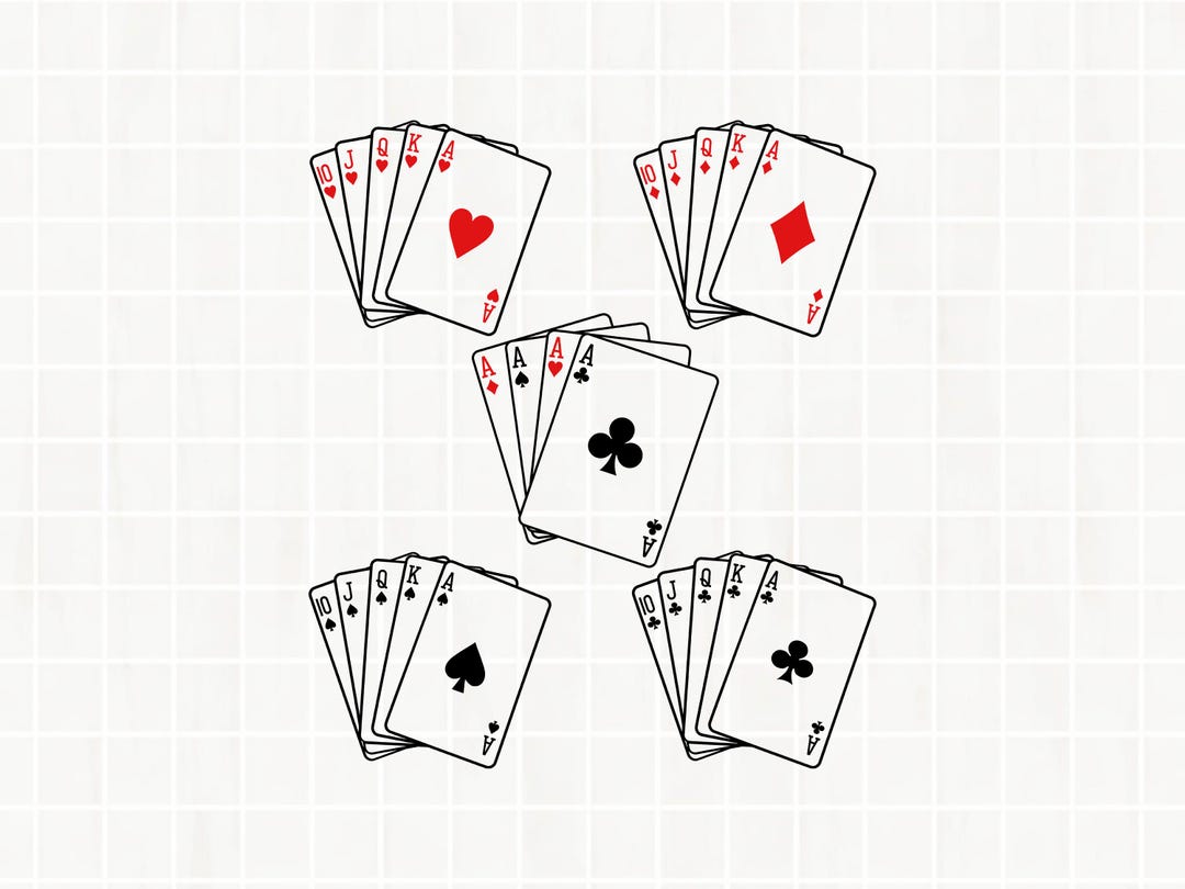 Playing Cards SVG, Royal Flush SVG, Aces Clipart, Poker Card Suits Cut ...