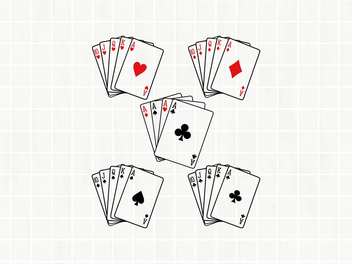 Playing Cards SVG, Royal Flush SVG, Aces Clipart, Poker Card Suits Cut ...