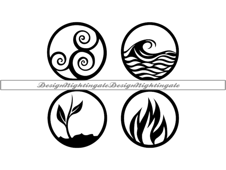 Four Elements SVG PNG DXF, Four Elements Clipart, Fire Svg, Earth Svg, Air Svg, Water Svg ...