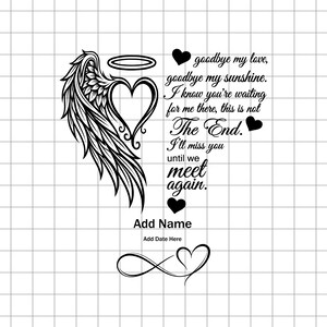 Angel Wings Heart SVG PNG DXF: in Loving Memory Memorial Cut File ...