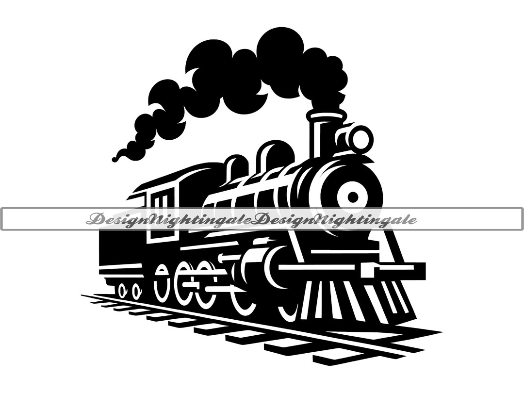 Steam Locomotive on Rails #2 SVG, Train SVG, Locomotive SVG, Locomotive ...