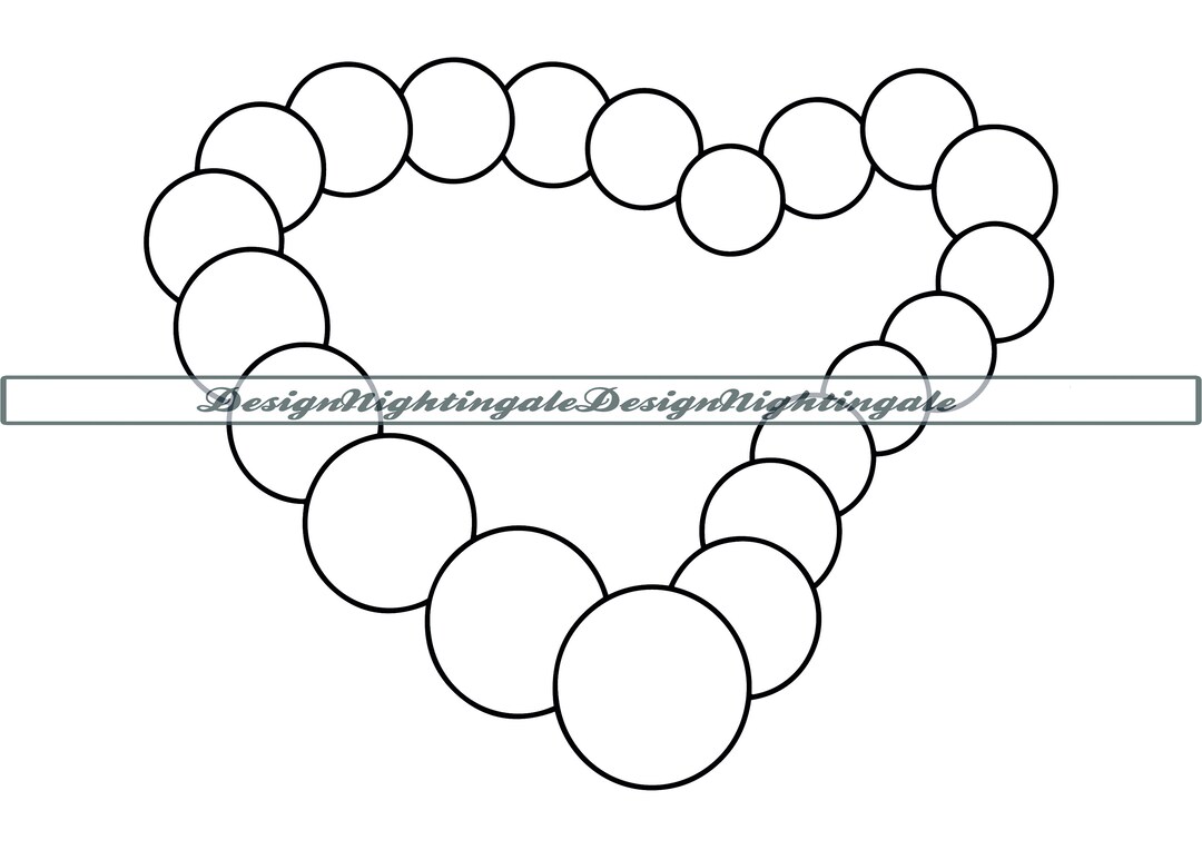 Heart Pearl Necklace Outline (svg, Dxf, Png, Eps, Pdf, Jpg) - Etsy Canada