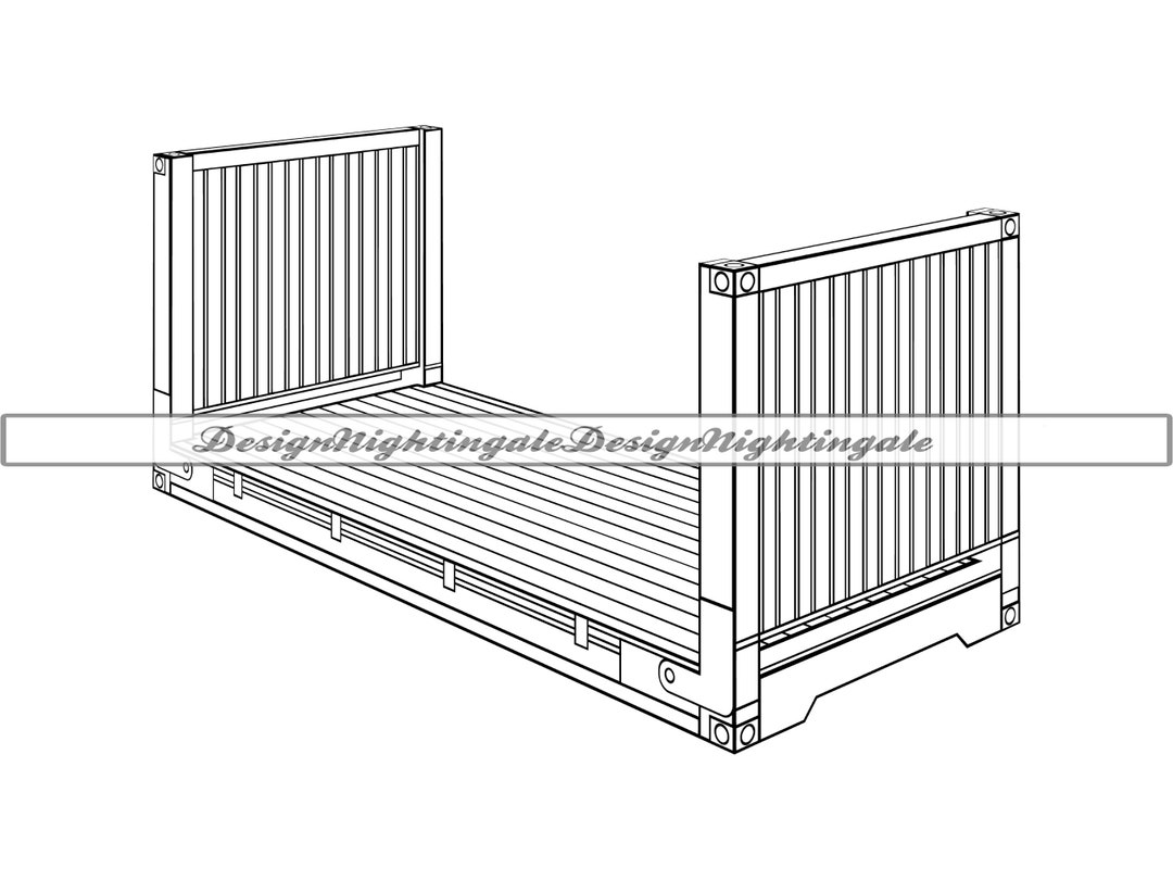 Flat Rack Container Outline SVG, Flat Rack SVG, Flatrack SVG, Clipart ...