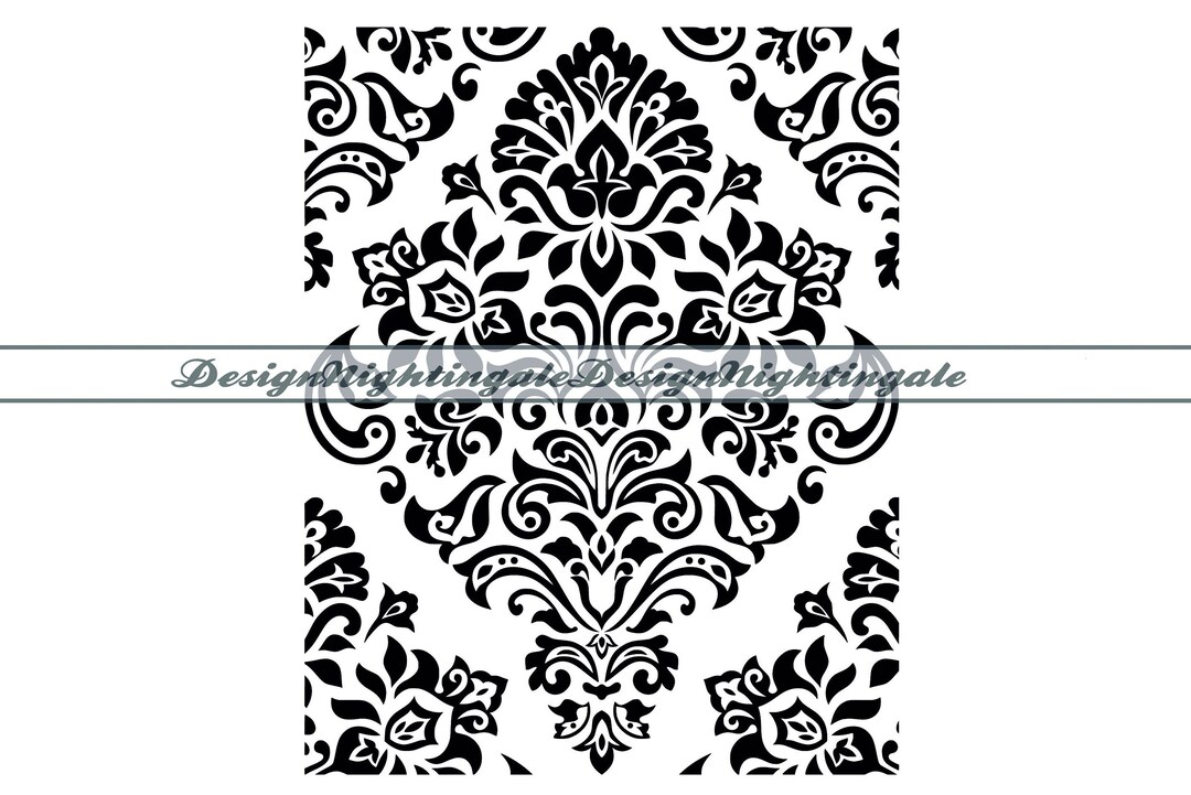Damask Pattern #4 SVG, Damask SVG, Baroque Damask SVG, Seamless Pattern ...