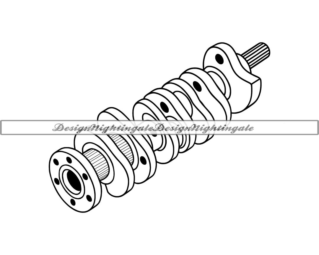 Crankshaft SVG, PNG, DXF Cut File, Engine Part Vector, Car Engine ...