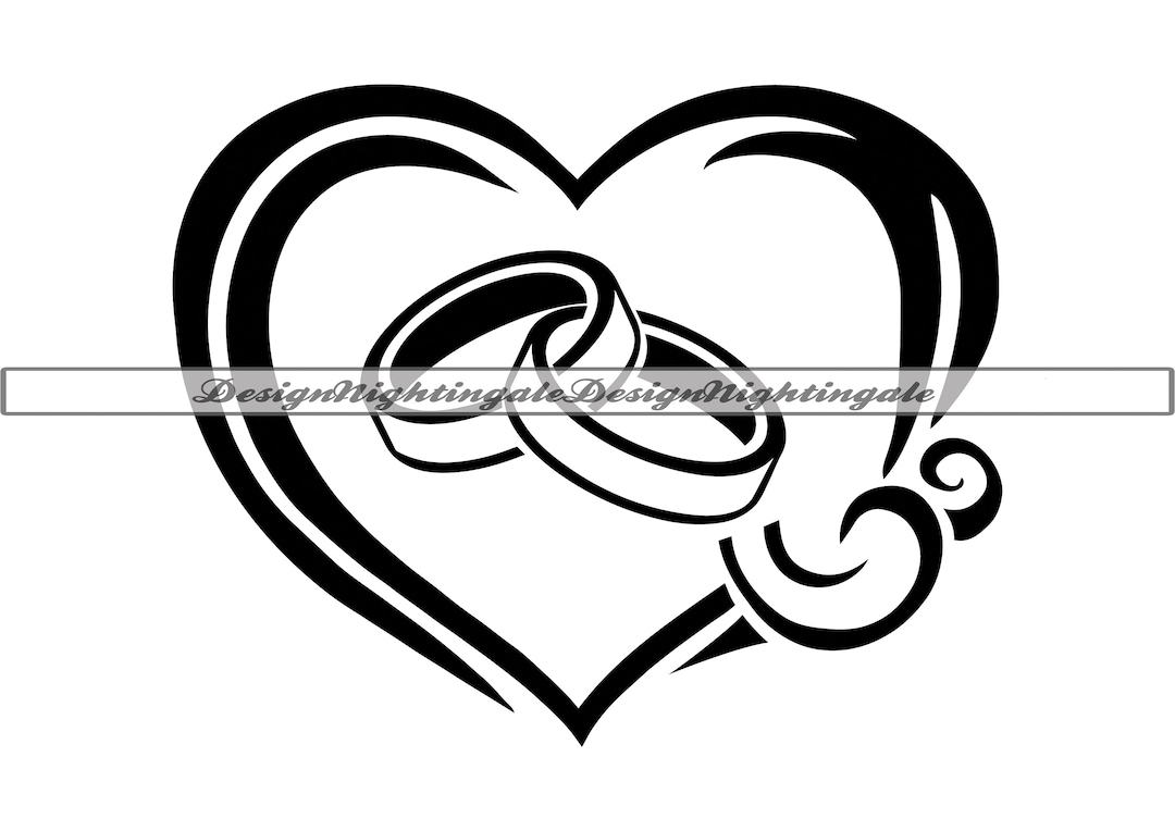 Wedding #6 SVG, Wedding Rings SVG, Heart Rings SVG, Wedding Clipart ...