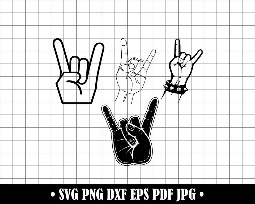 Rock on Hand SVG Bundle, Metal Punk Silhouette (digital Files) - Etsy