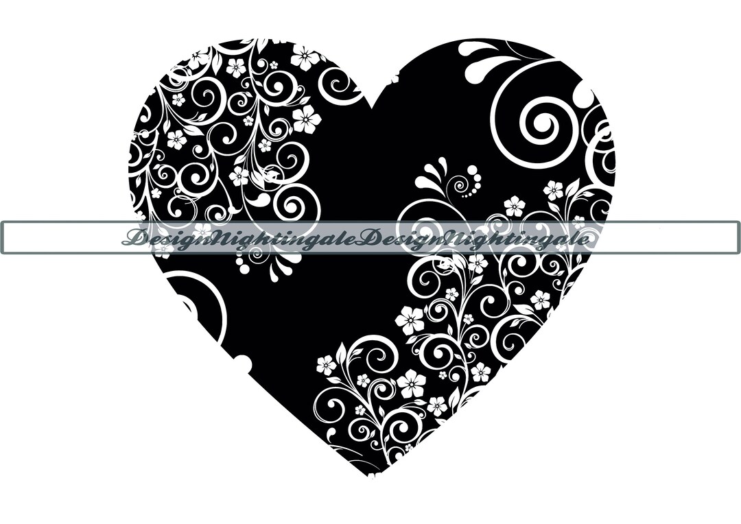 Floral Heart SVG, Flourish Heart SVG, Decorative, Ornamental, Swirls ...