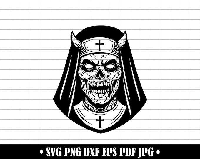 Evil Nun SVG / PNG, JPG Clipart / Satanic / Dark Occult / Devil Demon ...