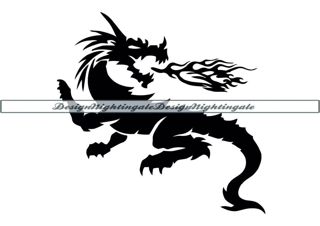 Fire Breathing Dragon #2 SVG, Dragon SVG, Dragon Clipart, Dragon Files ...