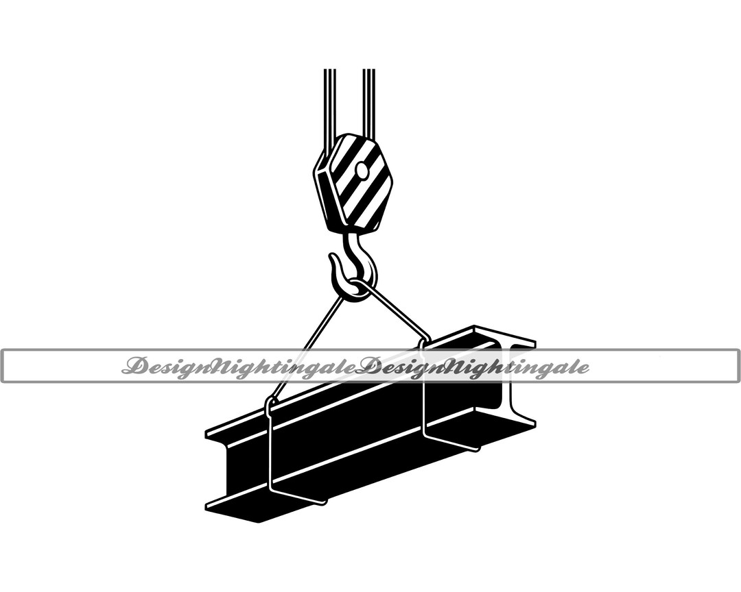 Crane Hook With Steel Beam SVG, Crane Hook SVG, Construction Svg ...