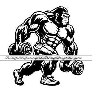 Gorilla Gym #2 SVG, Gym Svg, Muscular Gorilla Svg, Fitness, Bodybuilder ...