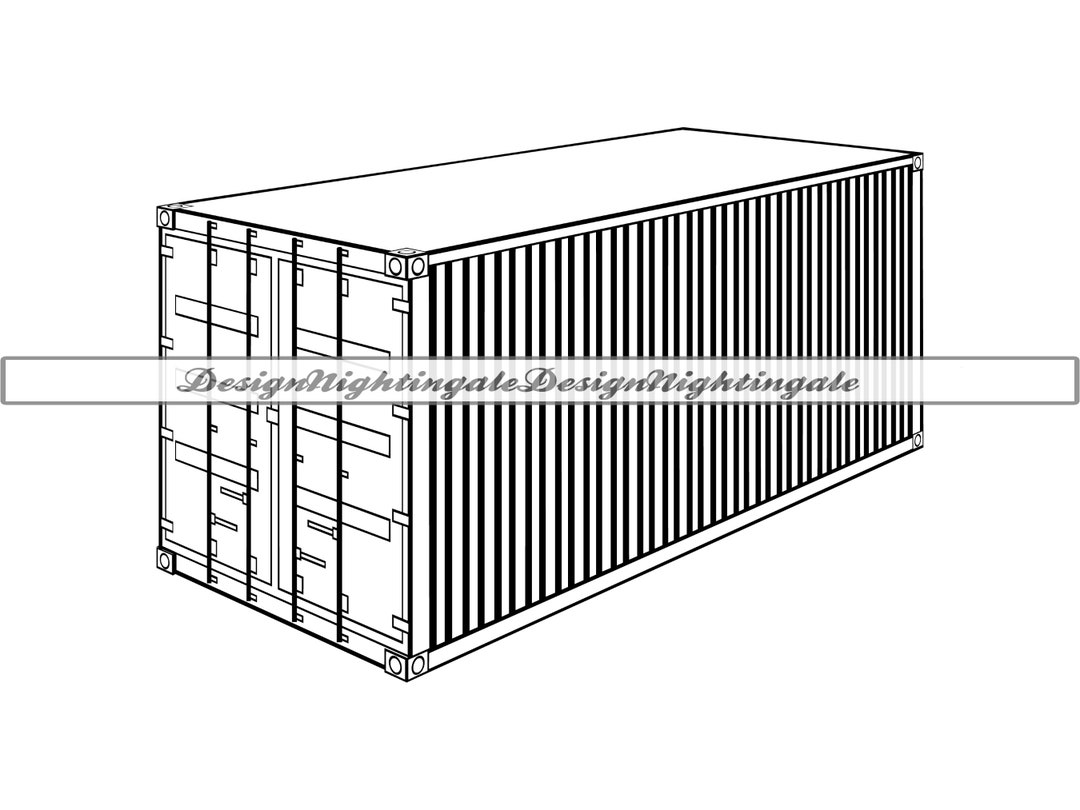 Container Outline SVG, Shipping Container SVG, Cargo Container SVG ...