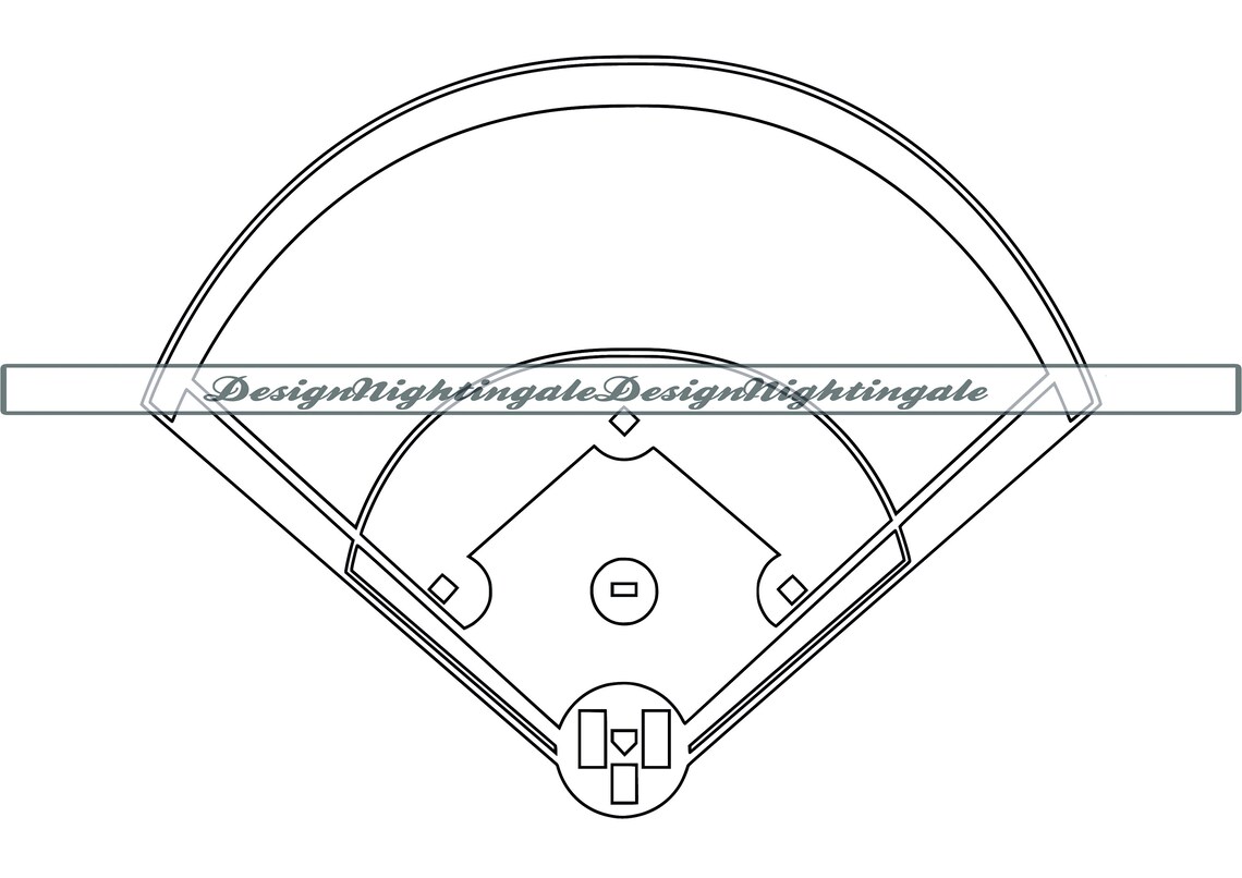 Baseball Field Outline SVG, Baseball SVG, Baseball Field Clipart, Files ...