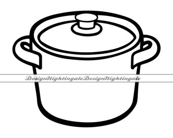 Cooking Pot Outline SVG, Food Svg, Cooking Pot Clipart, Cooking Pot ...