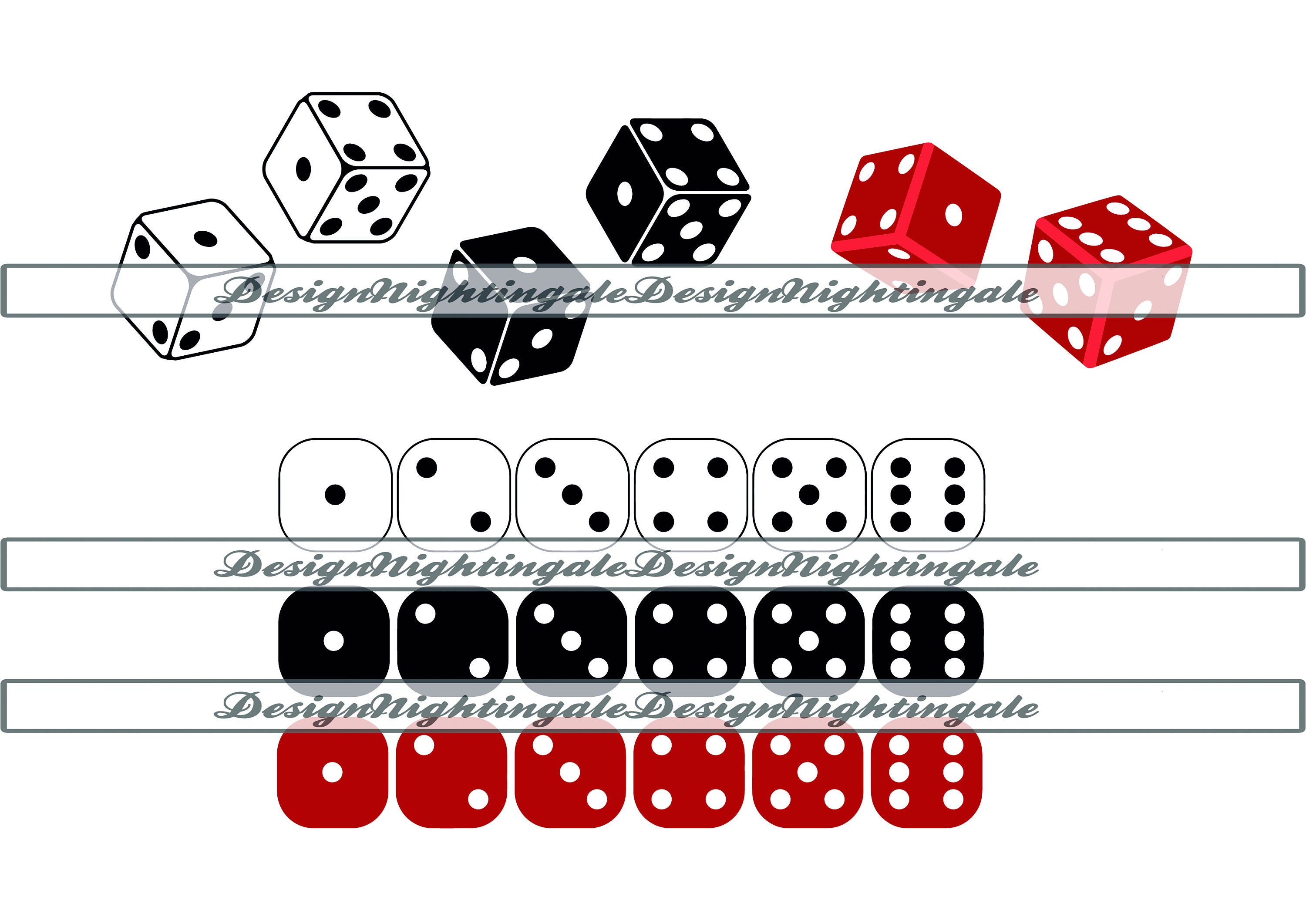 Dice SVG Bundle, Black and White Dice SVG, Red Dice SVG, Casino Dice ...