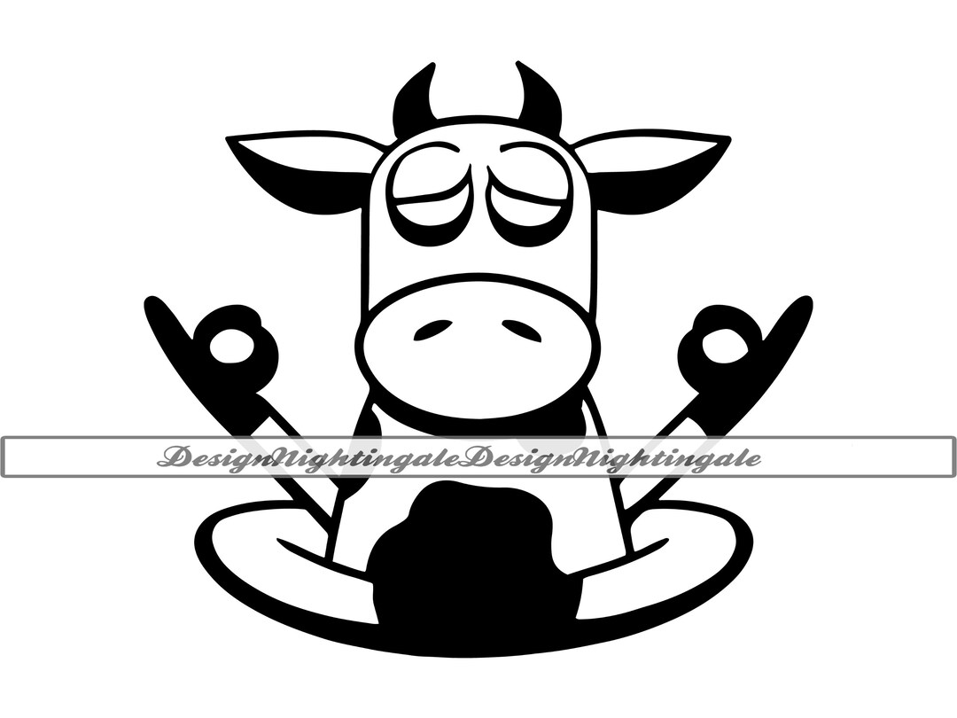 Yoga Cow SVG, Meditating Cow SVG, Cute Cow Svg, Yoga Cow Clipart, Files ...