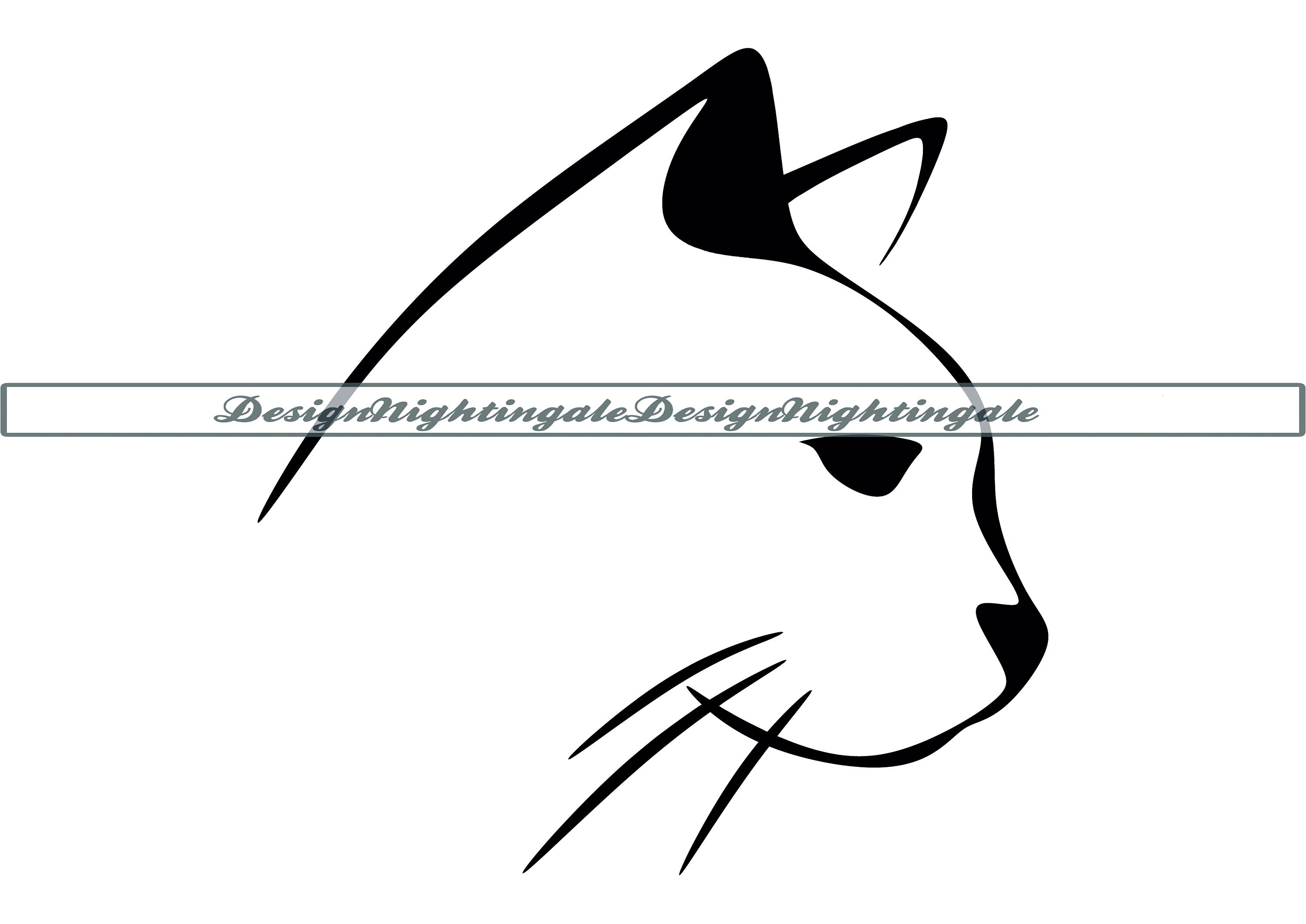 Cat Outline 2 SVG Cat Tattoo SVG Cat Outline Clipart Cat | Etsy