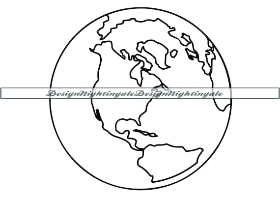 Earth Outline 2 SVG Globe Outline SVG Planet Outline SVG - Etsy India