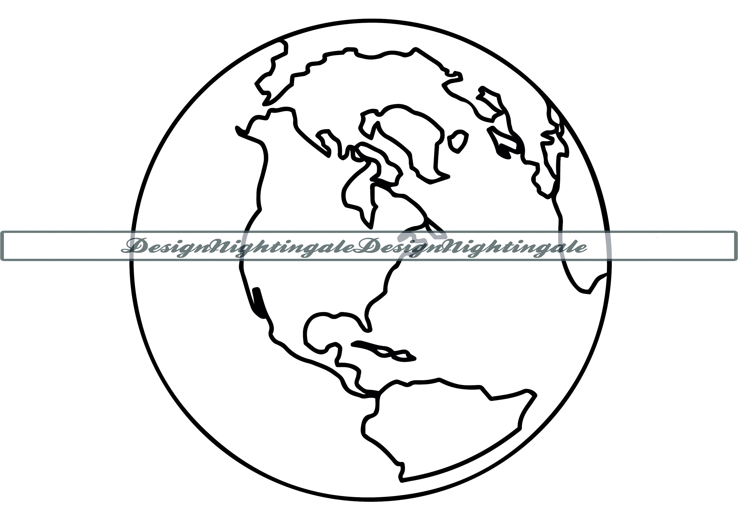 Earth Outline #2 SVG, Globe Outline SVG, Planet Outline SVG, Earth ...