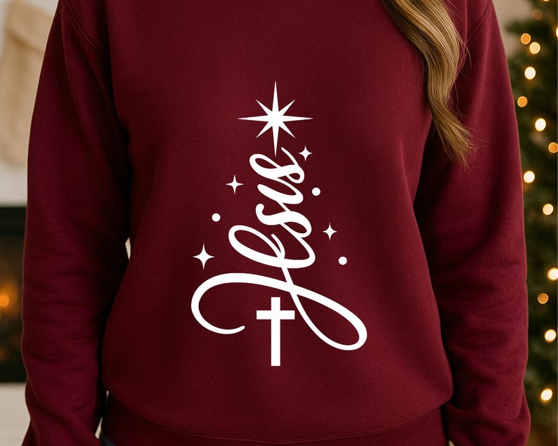 Jesus Christmas Tree SVG PNG DXF, Christian Cross Christmas Decor ...