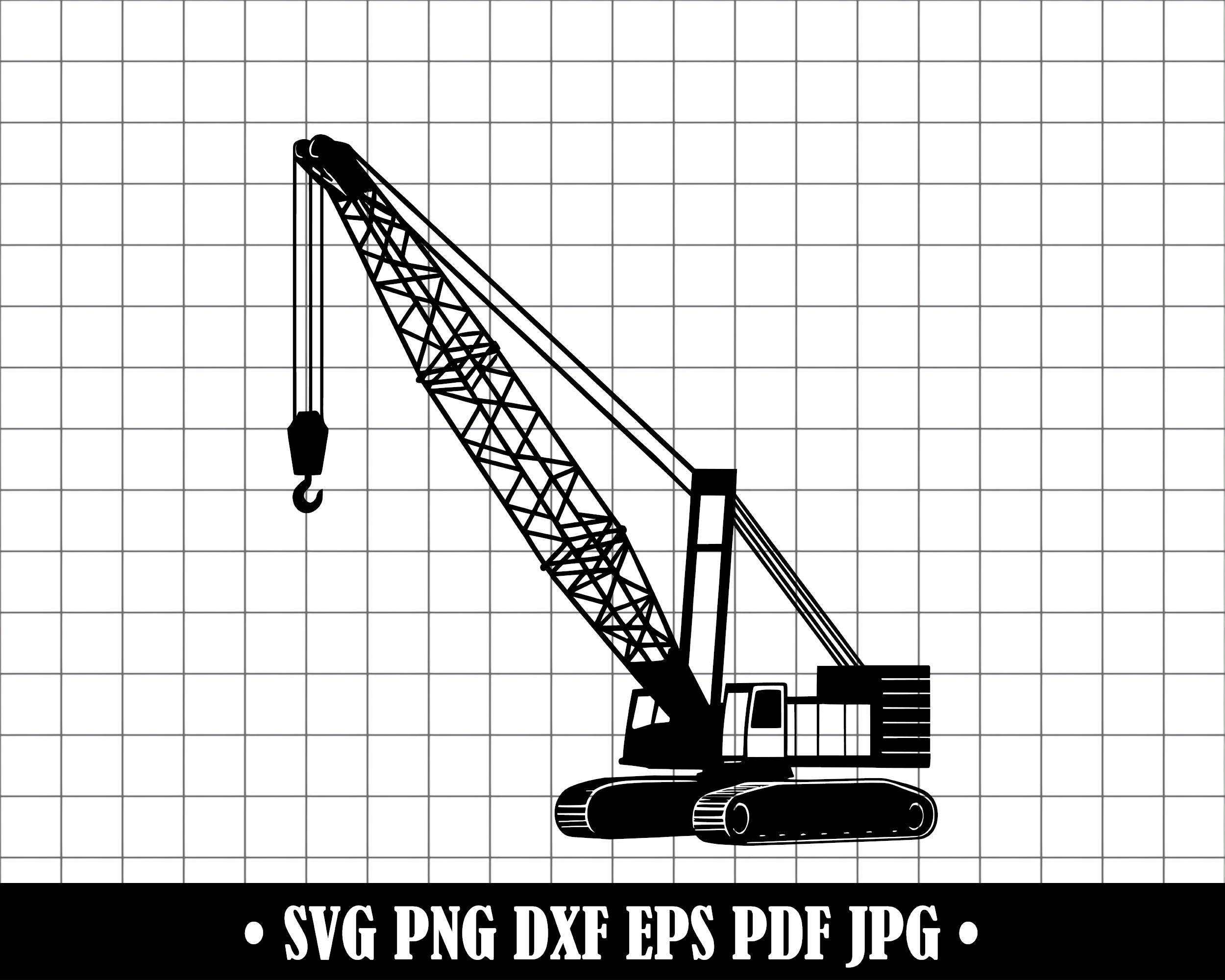 Crawler Crane Svg Construction Vehicle Clipart Digital Files Etsy