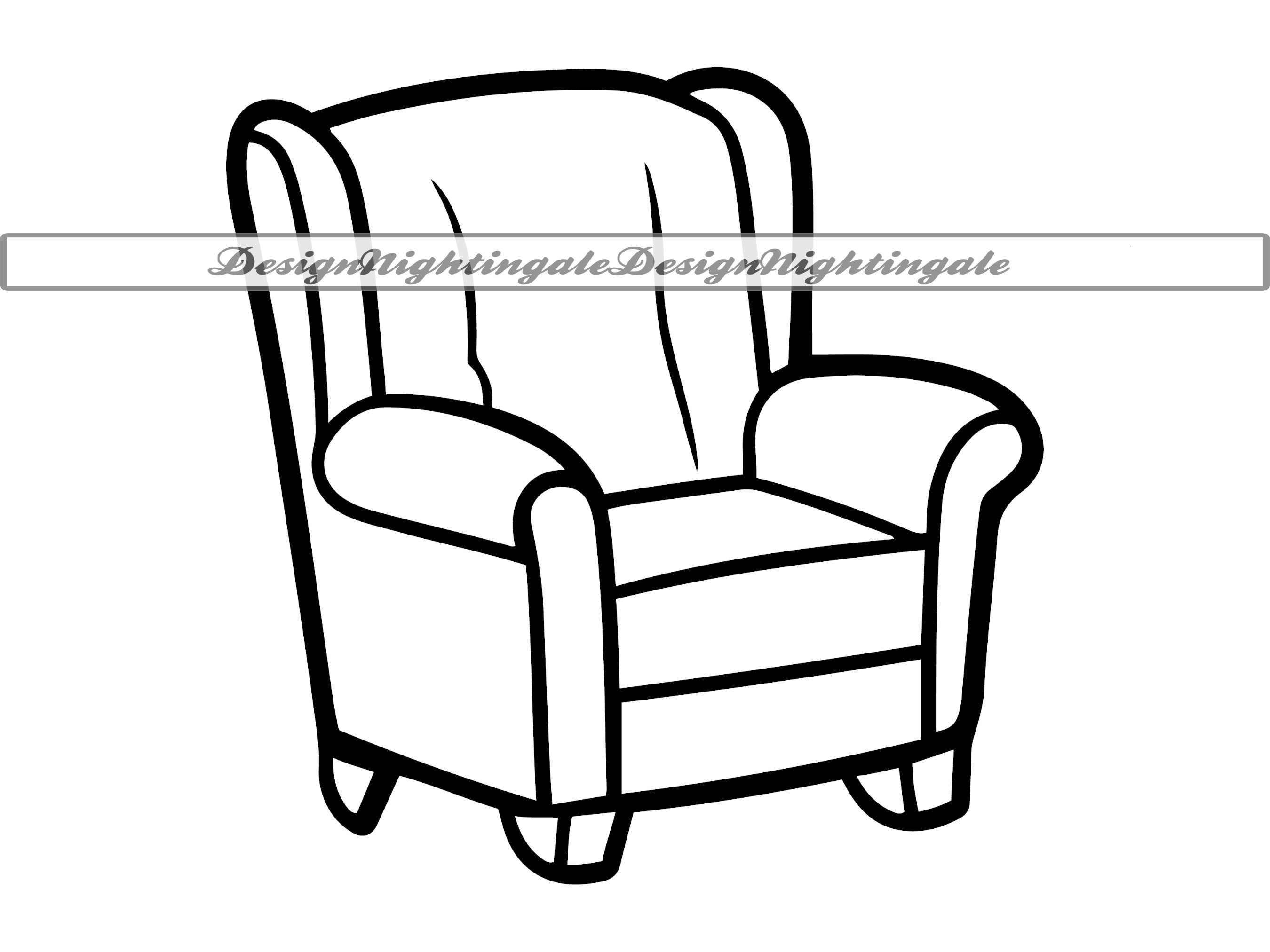 Armchair Outline 2 SVG, Armchair Svg, Armchair Clipart, Armchair Files ...