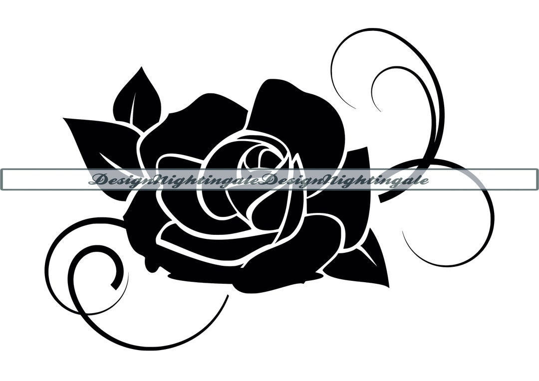 Rose #2 SVG, Flower SVG, Black Rose SVG, Rose Clipart, Rose Files for ...
