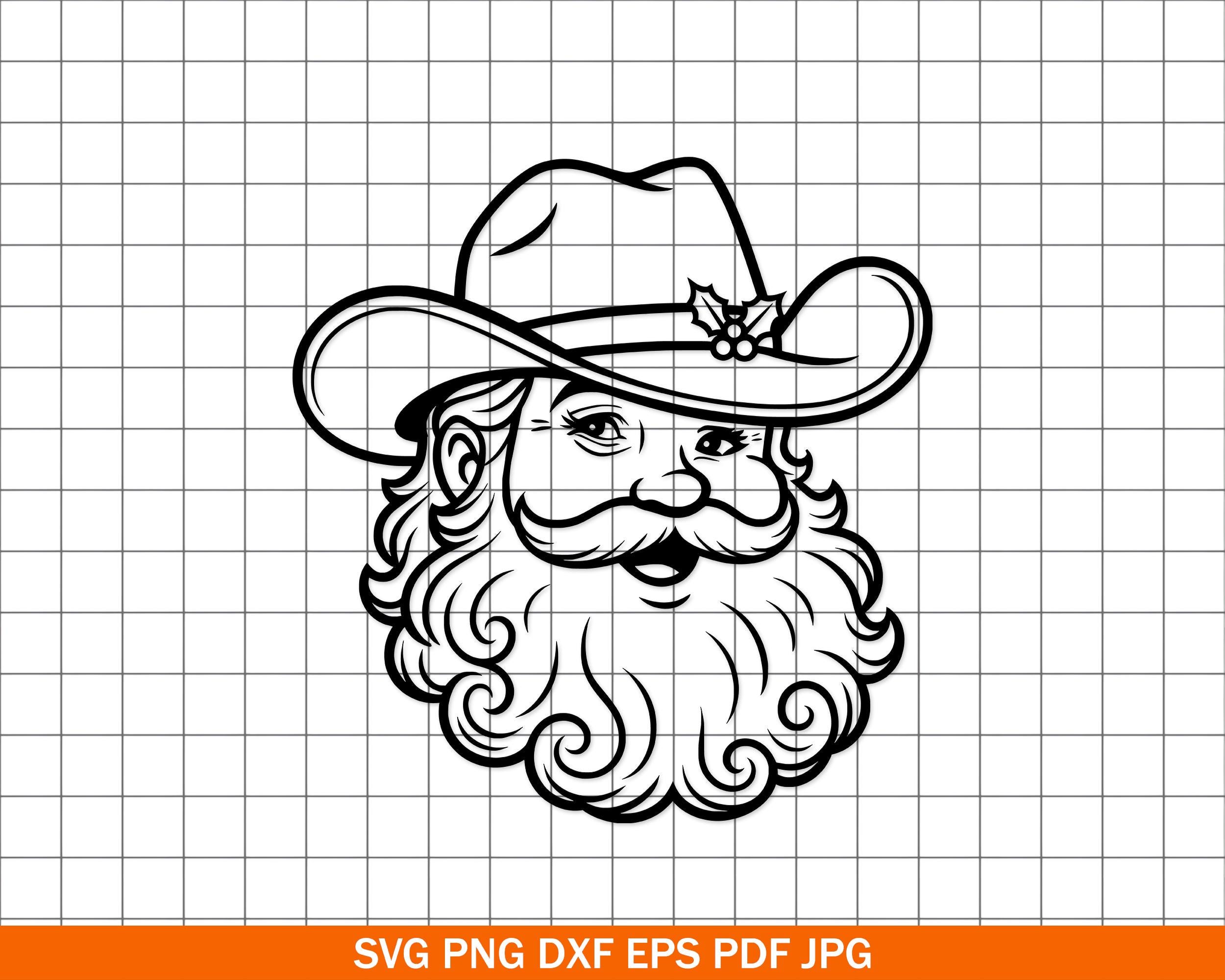 Cowboy Vintage Santa SVG PNG DXF, Western Christmas Clipart, Santa Cut ...