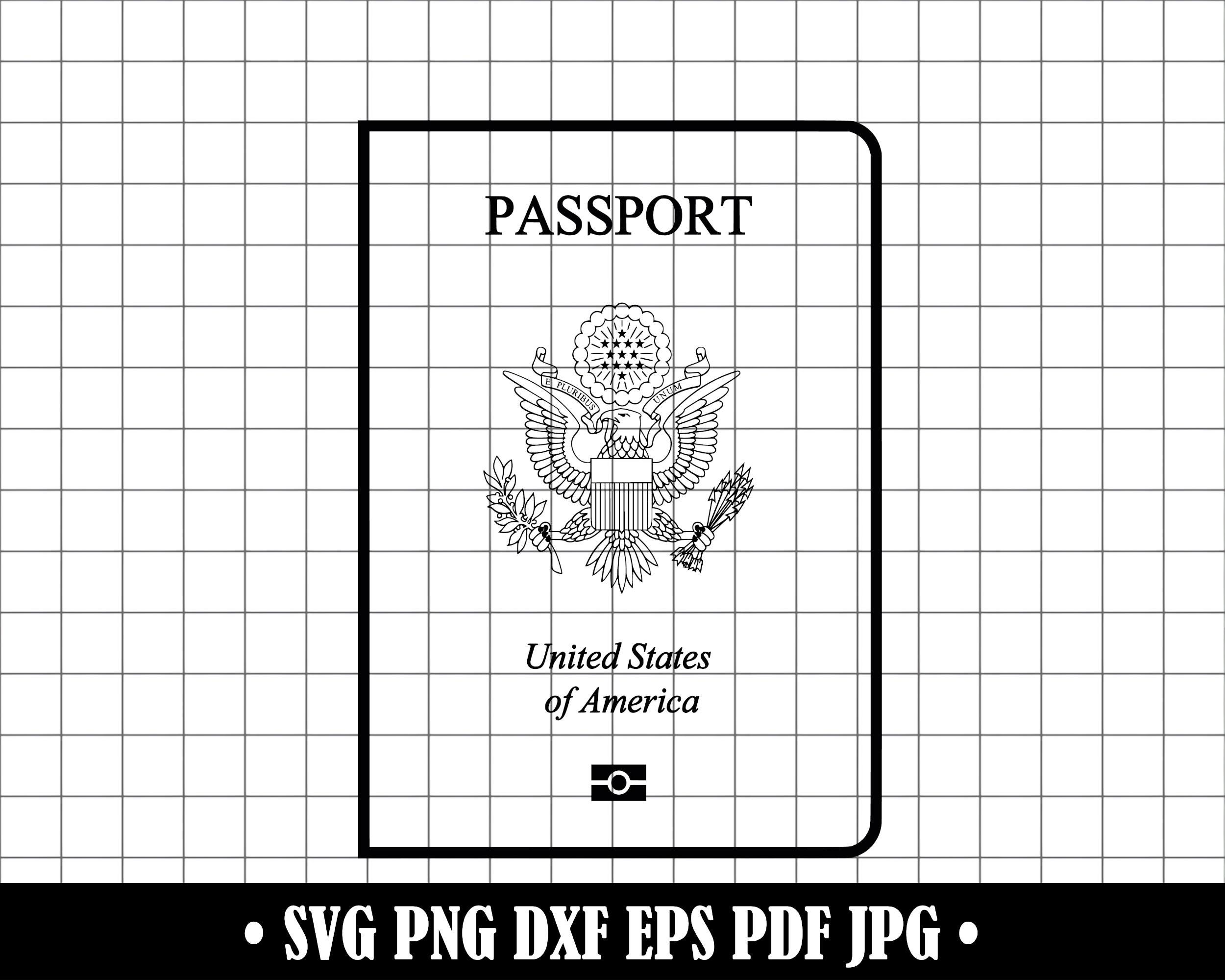 Silueta de pasaporte estadounidense en formato SVG, archivo de corte ...
