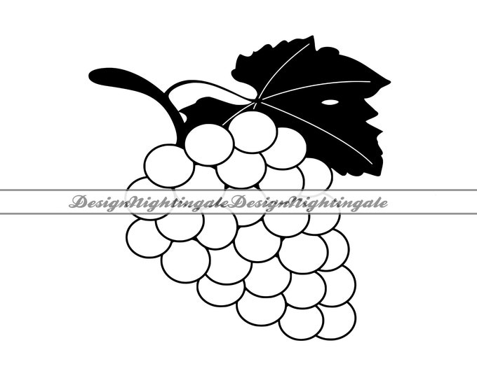 Grapes SVG File - Fruit Vector Images Silhouette Clip Art Grapes SVG ...