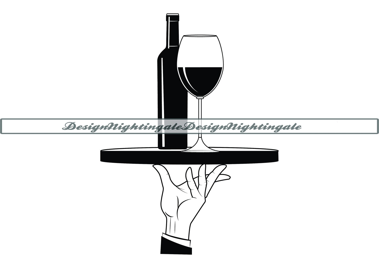 Serving Tray Svg Waiter Svg Wine Bottle Svg Wine Svg - Etsy