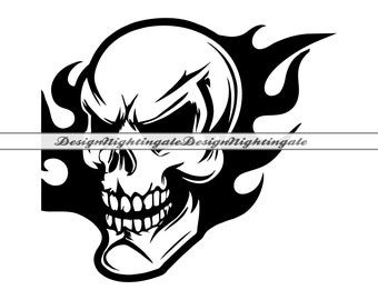 Flaming Skull Silhouette - Etsy