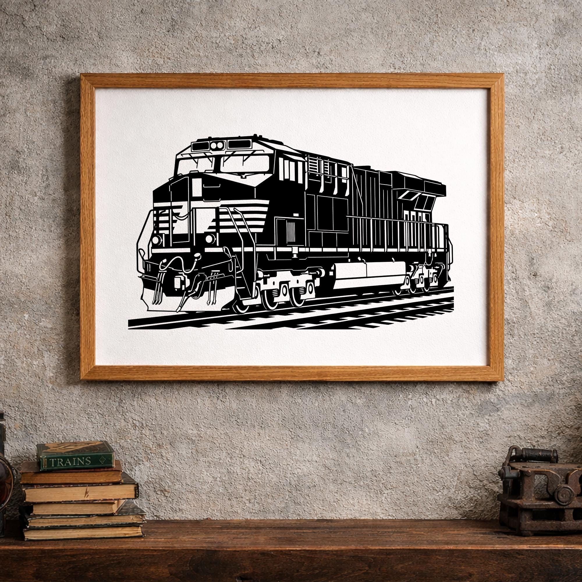 Freight Train SVG PNG DXF, Retro Diesel Locomotive Cut File - Etsy