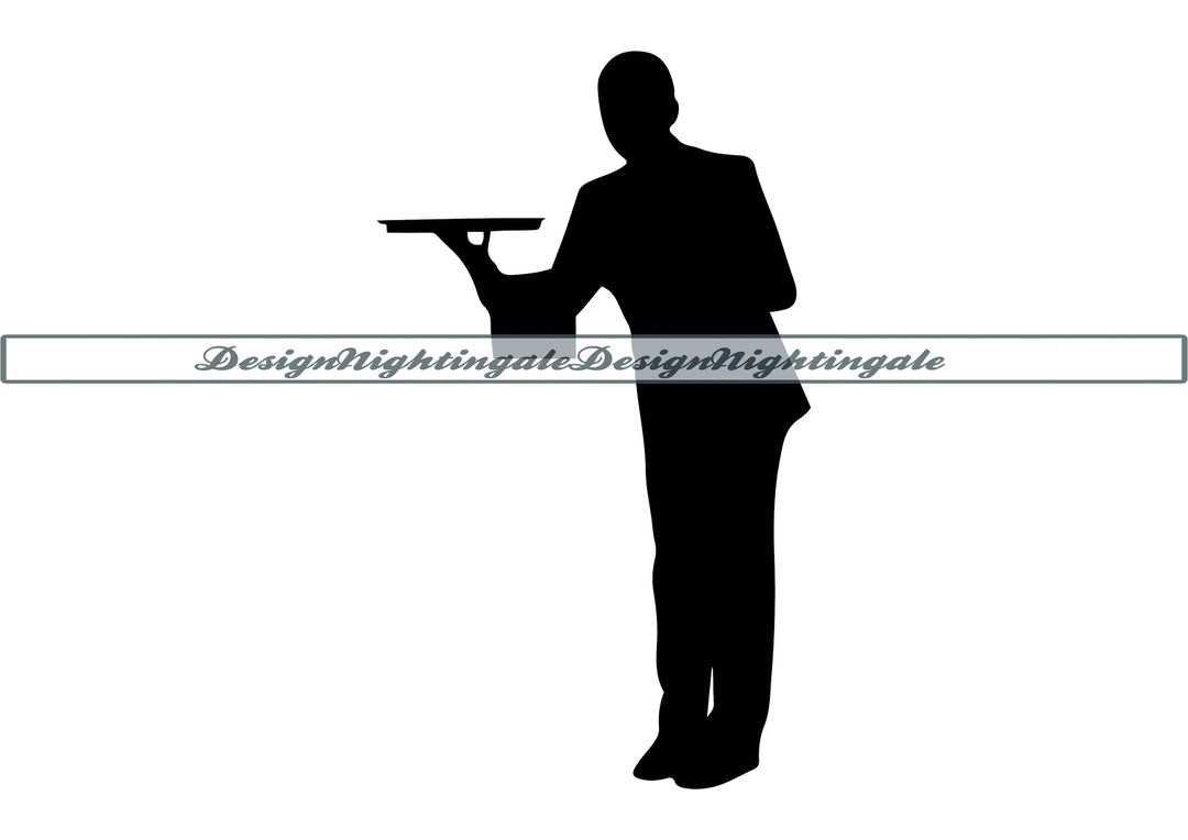 Waiter Holding Tray SVG, Food Service Clipart (digital Files) - Etsy