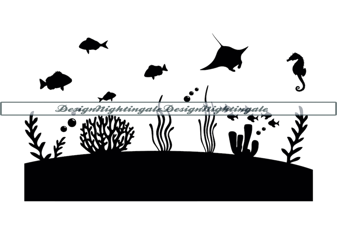 NAUTICAL Ocean Sea Scene SVG, Undersea Landscape SVG, Underwater, Coral ...
