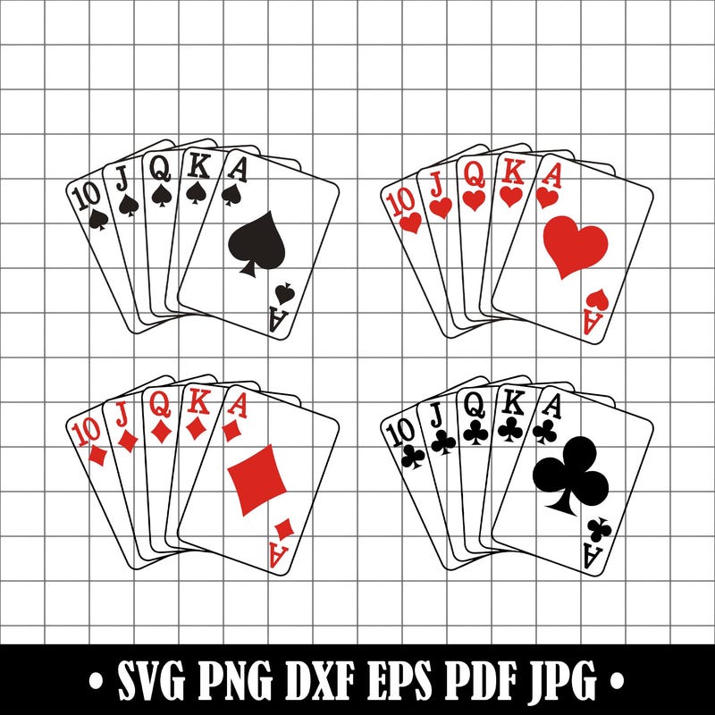 Royal Flush of Cards - Etsy