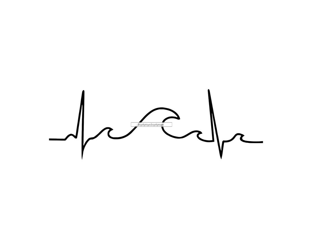 Ocean Waves Heartbeat SVG, Minimalist Ocean Wave Line, Ocean Waves ...