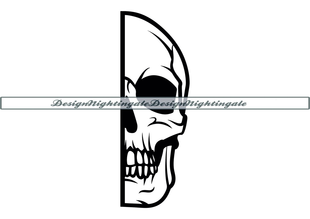 Half Skull SVG, Halloween Svg, Half Skull Clipart, Half Skull Files for ...