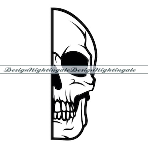Half Skull Vector Art, Halloween Clipart (svg, Png, Dxf, Eps, Pdf, Jpg ...