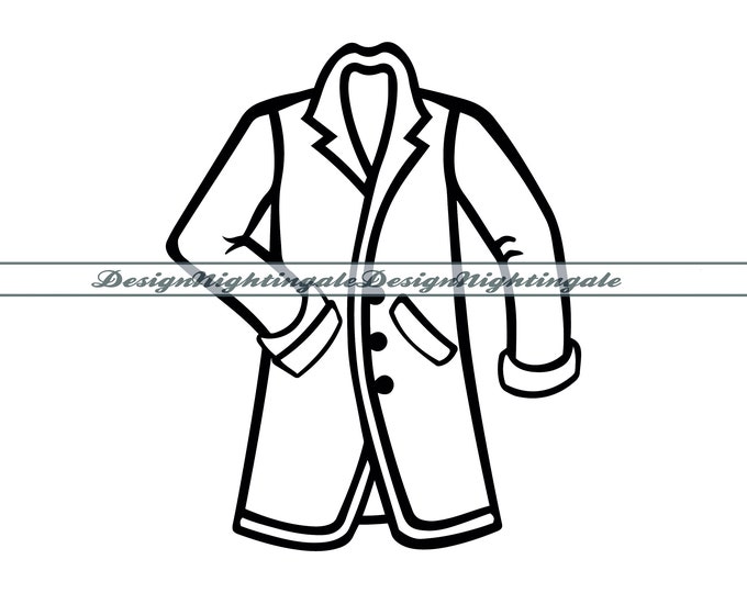 Long Coat Vector Clipart Set / Outline, Stamp & Color Drawing Graphic ...
