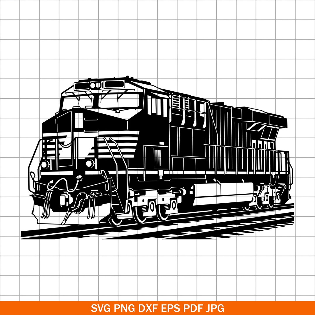Freight Train SVG PNG DXF, Retro Diesel Locomotive Cut File - Etsy