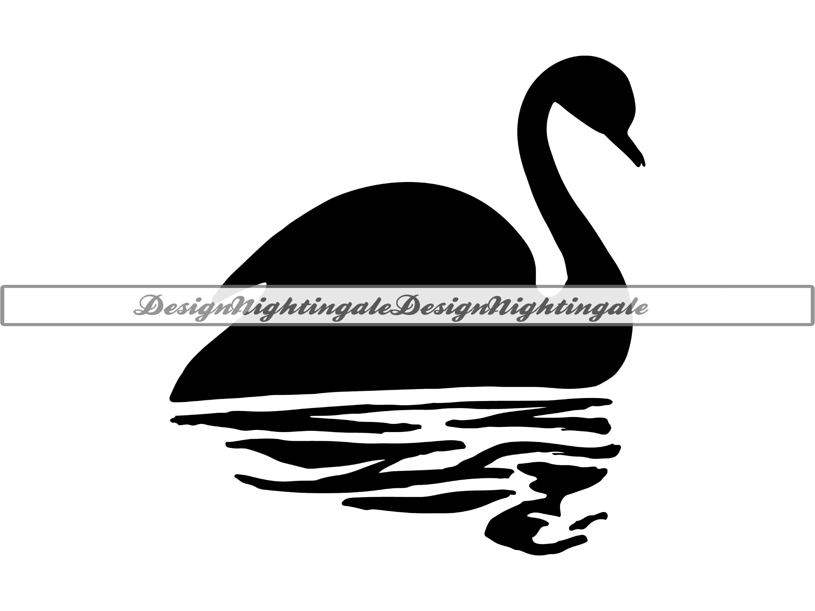 Swan Silhouette SVG Swan Reflection SVG Black Swan SVG - Etsy