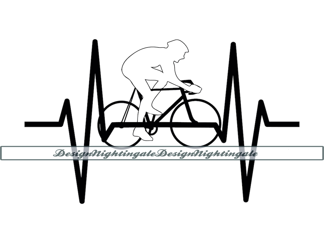 Bicycle Heartbeat SVG, Cycling EKG SVG, Cyclist Svg, Love Bicycle Svg ...